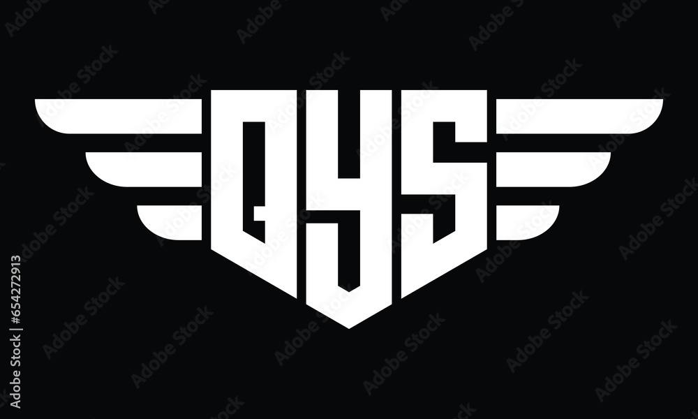 QYS three letter logo, creative wings shape logo design vector template ...