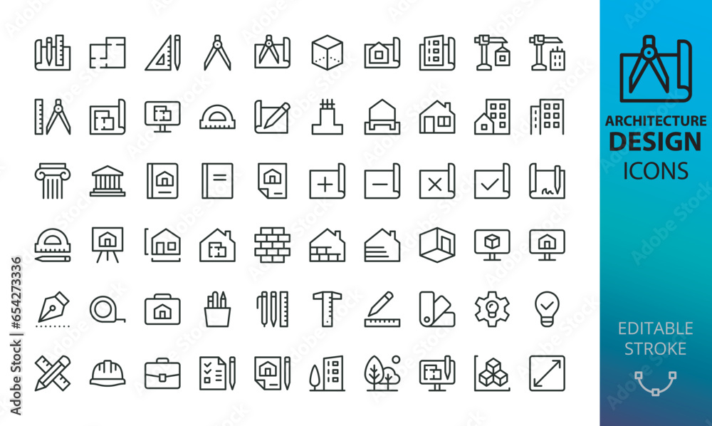 Architecture and design isolated icons set. Set of architectural ...