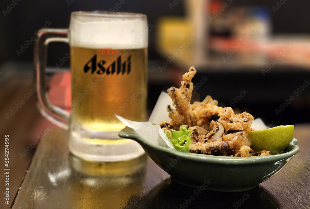 BANGKOK, THAILAND - SEPTEMBER 28, 2023: Ika Geso Karaage or Deep Fried ...