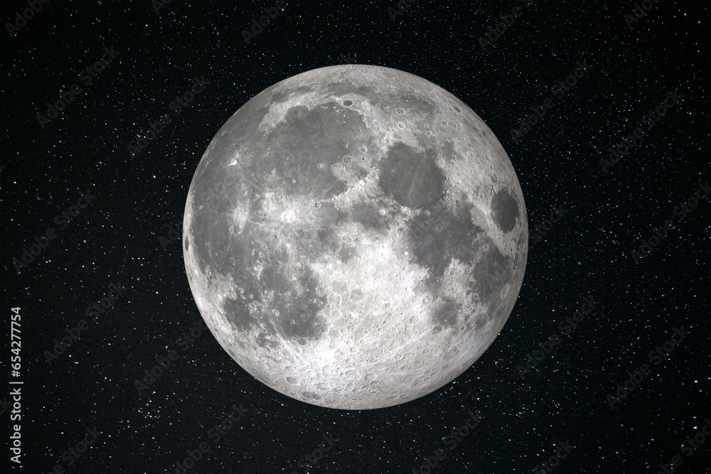 Moon and stars, real stars on the sky, background starry night sky ...