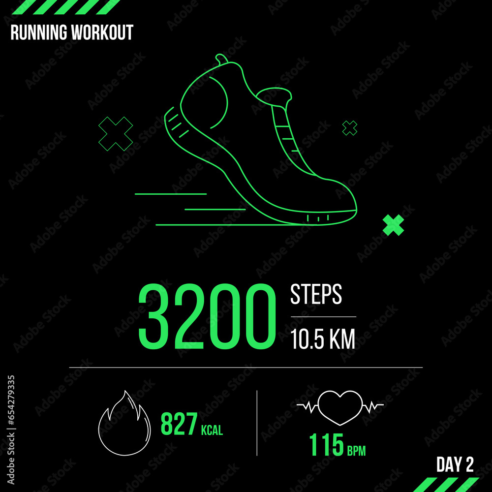Running exercise work out gadget, vector illustration. Dark mode ...