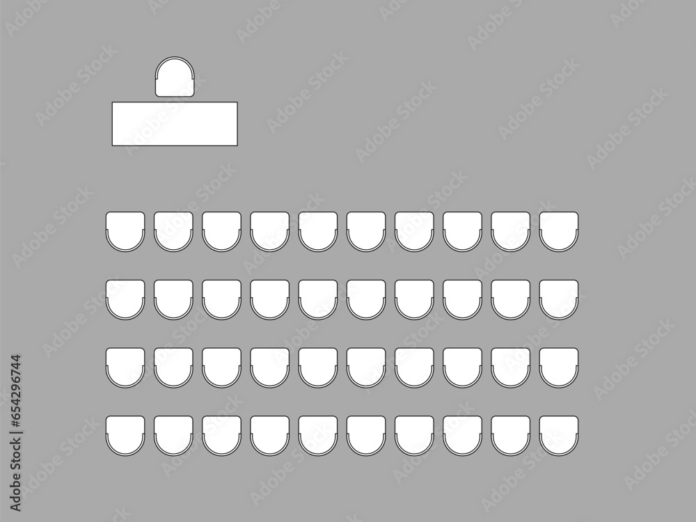Furniture elements top view, plan of auditorium, classroom with place ...