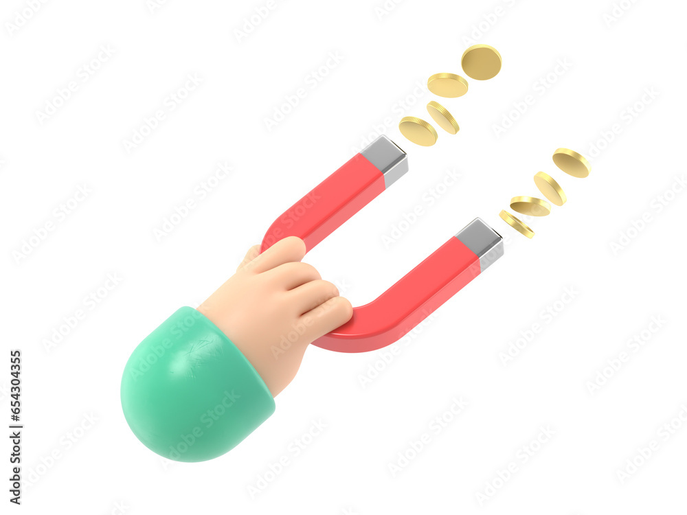 Businessman holding magnet with coins. Concept of attraction coins ...