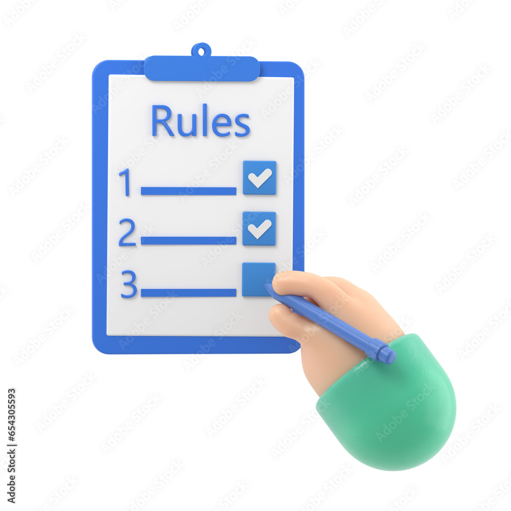 Rules concept. Businessman holding in hand clipboard with regulations ...