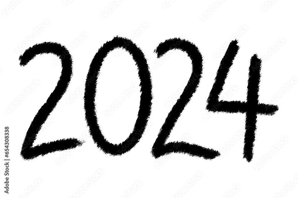 Big 2024 grunge calligraphic hand written illustration isolated on ...
