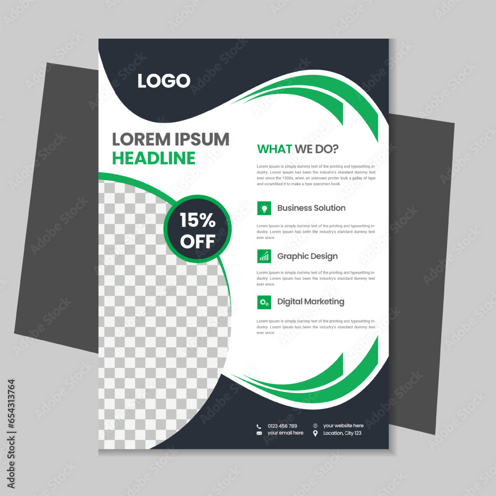 A4 business flyer template design, corporate brochure, marketing flyer ...