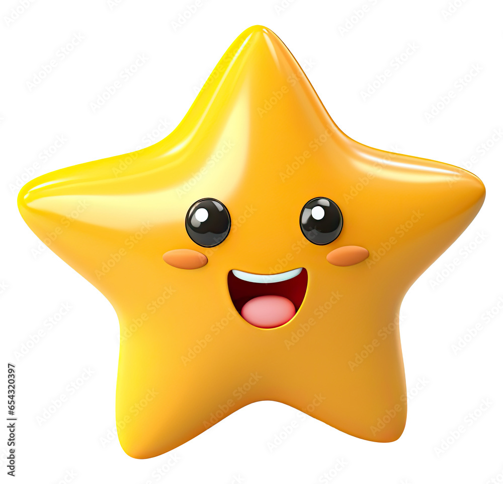 Smiling Star 3D model cartoon character illustration. Cute little star ...