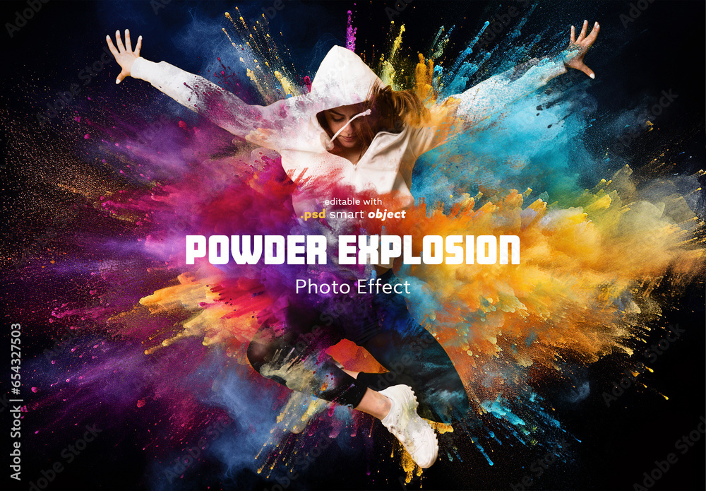 Powder Explosion Photo Effect Stock Template | Adobe Stock
