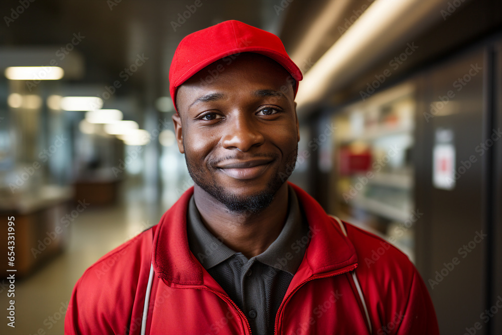 Generative AI image of handsome man postman mail carrier wear uniform ...