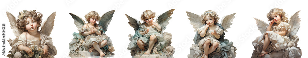 Set of angels with wings isolated. Cute Biblical angel PNG. Guardian ...