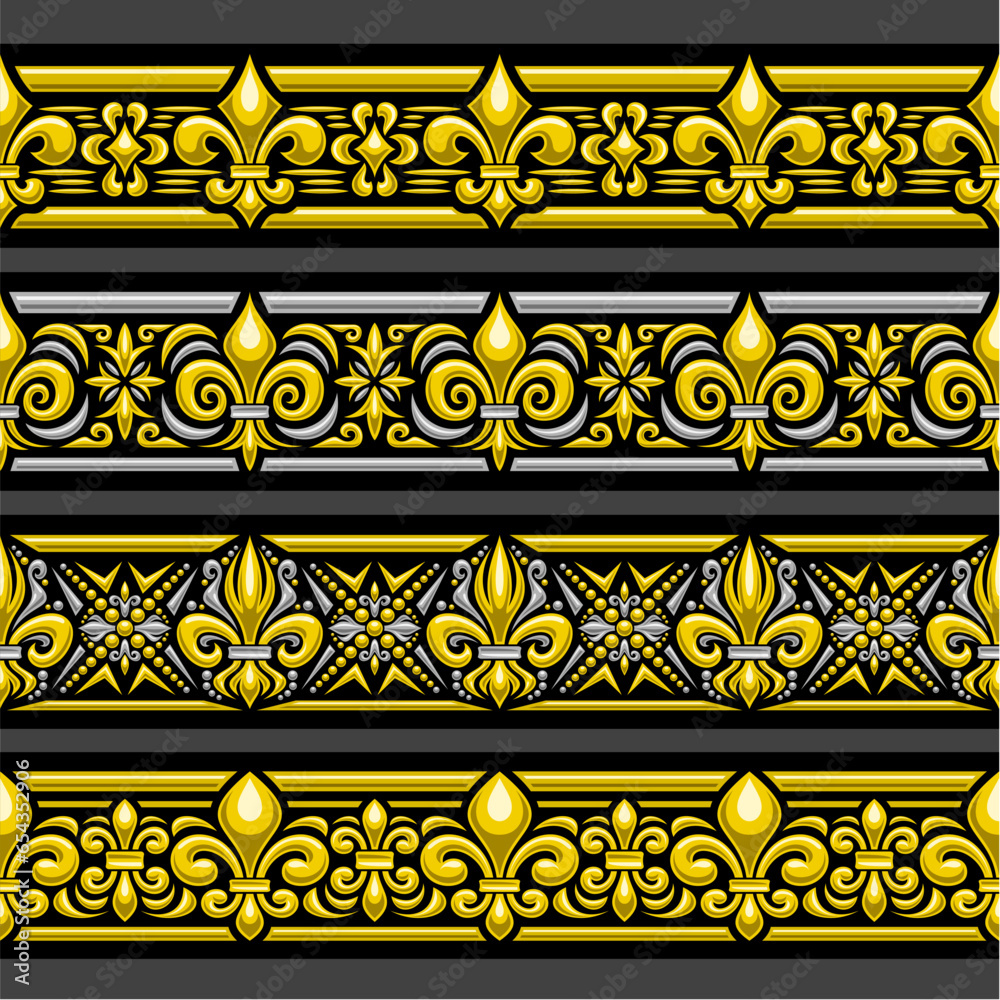 Vector Fleur de Lis Ornament, seamless borders with illustration of ...