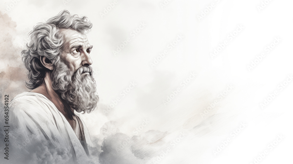 Background illustration of Apostle John in island of Patmos being ...