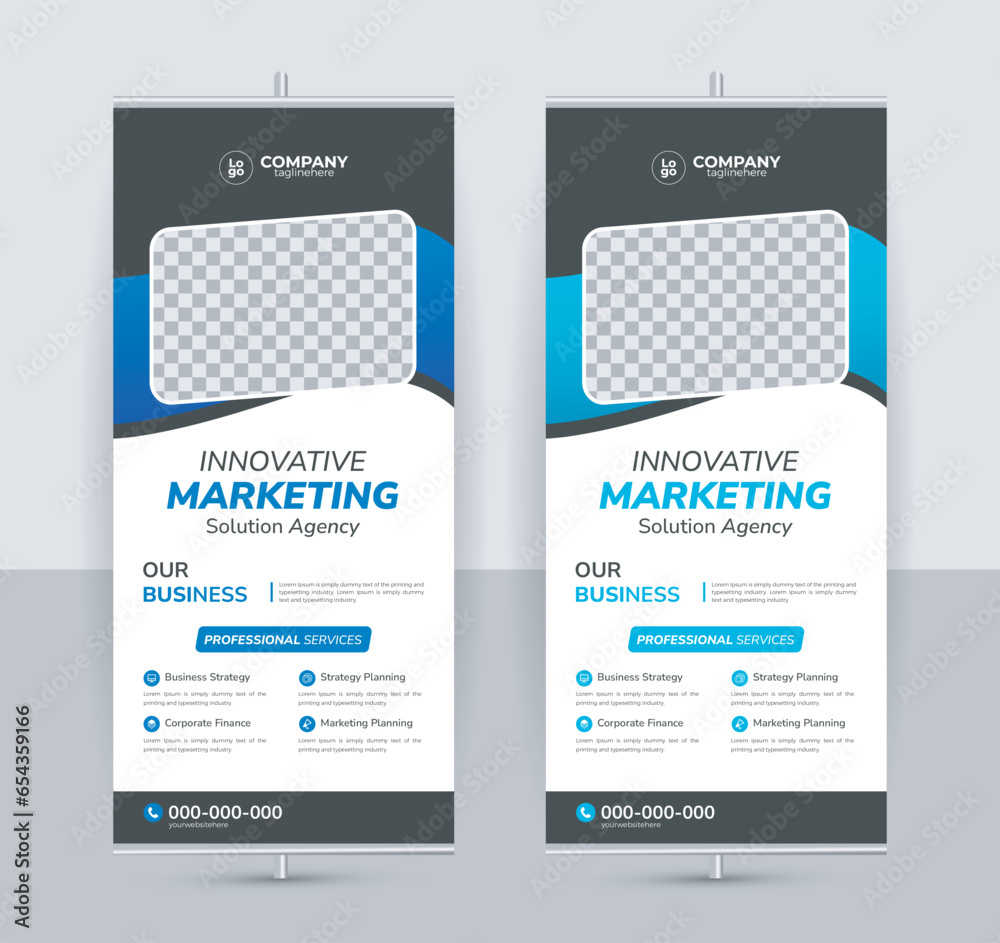 roll up banner design template, modern simple clean rollup banner ...