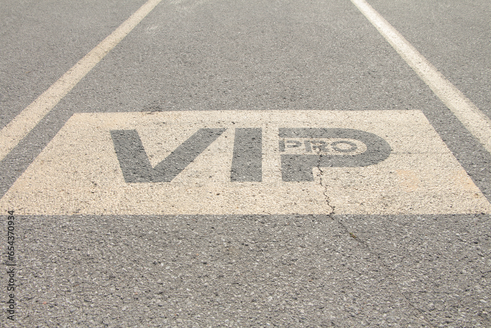 vip pro writing caption text parking space spot in parking lot outside ...