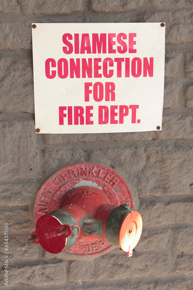 Foto de siamese connection for fire dept department writing caption ...