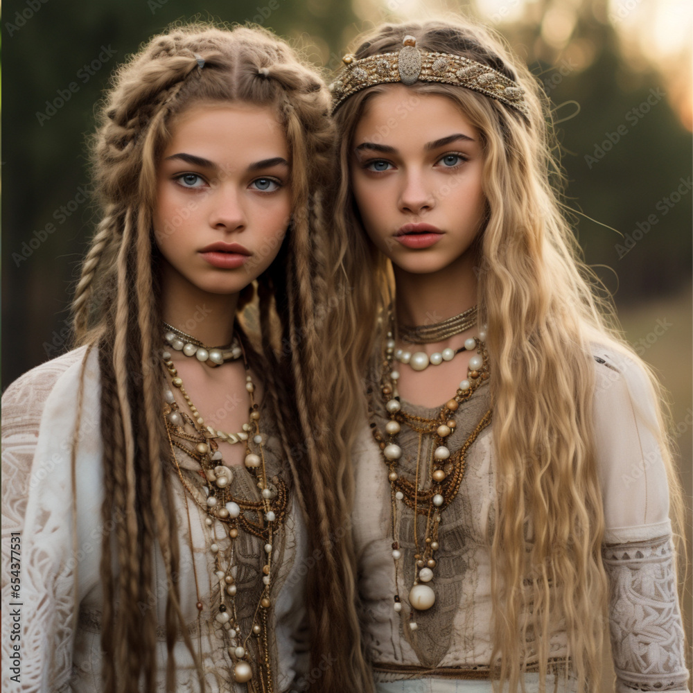 Two twin princesses, the first sister is 23 years old, she has long ...
