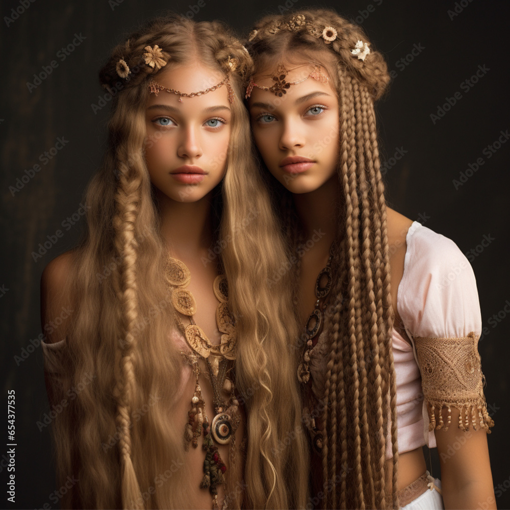 Two twin princesses, the first sister is 23 years old, she has long ...
