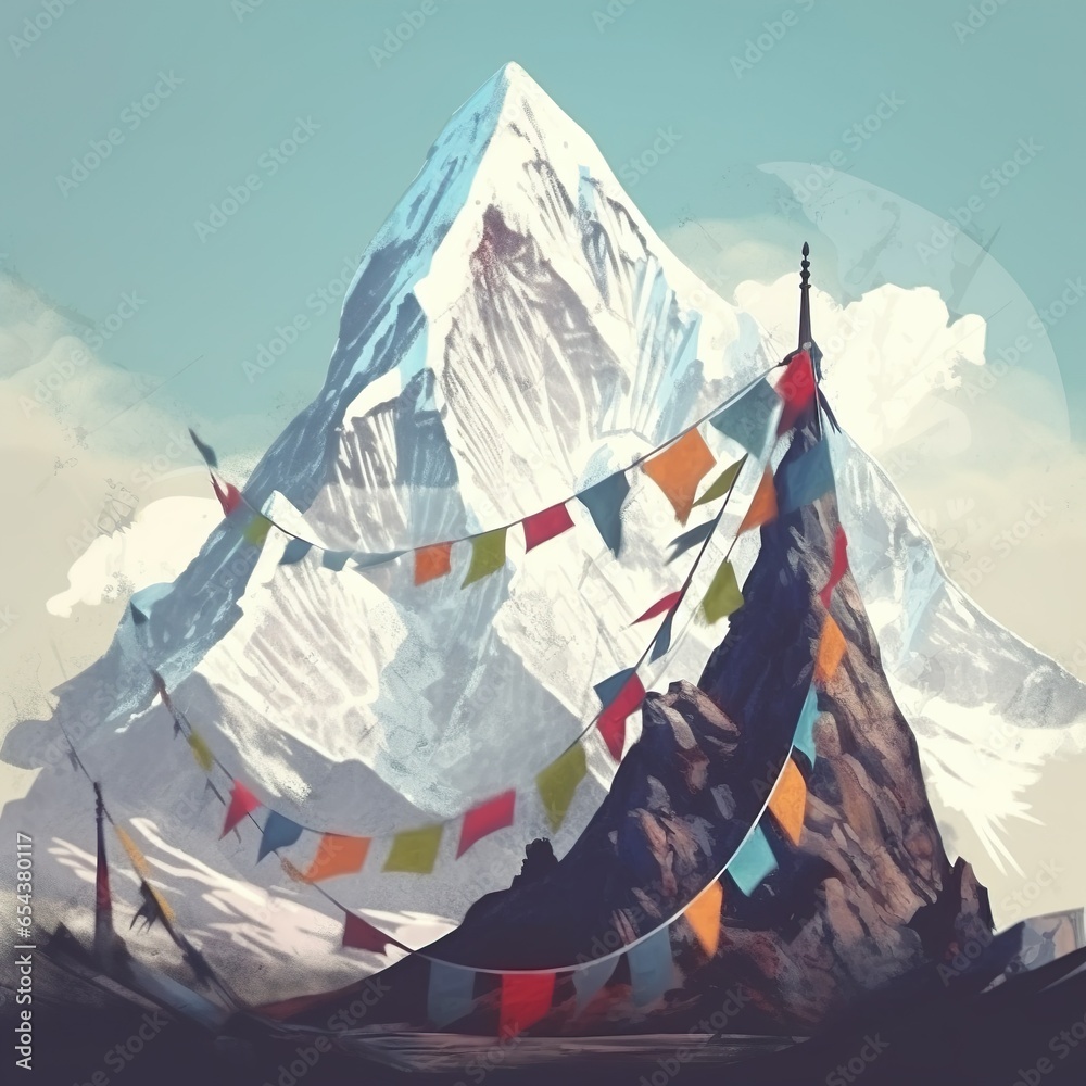 Mount Everest Himalaya mountain graphic illustration in high resolution ...