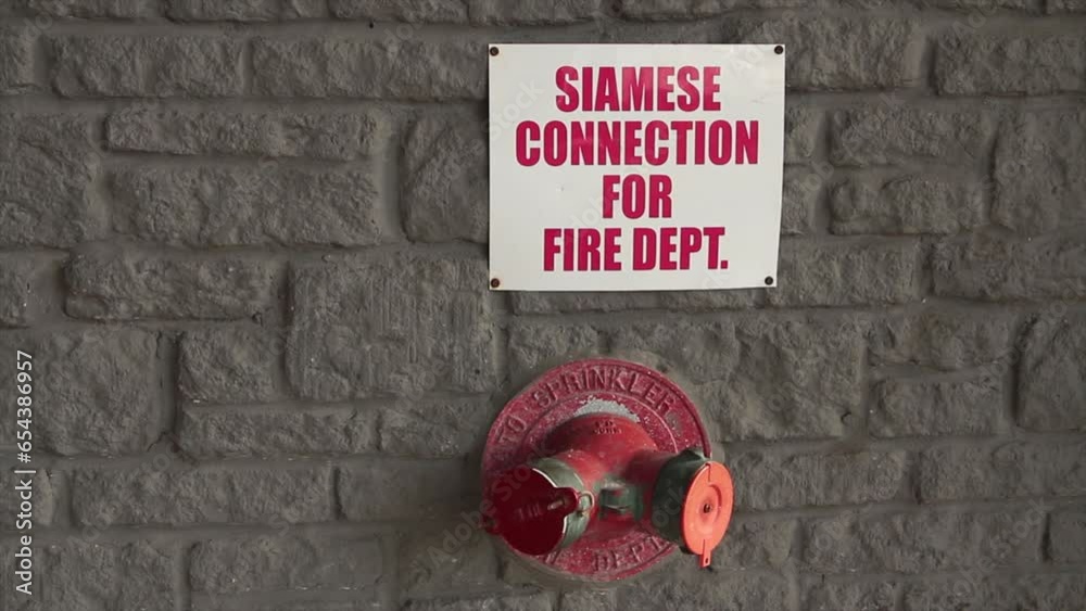 siamese connection for fire dept department writing caption text square ...