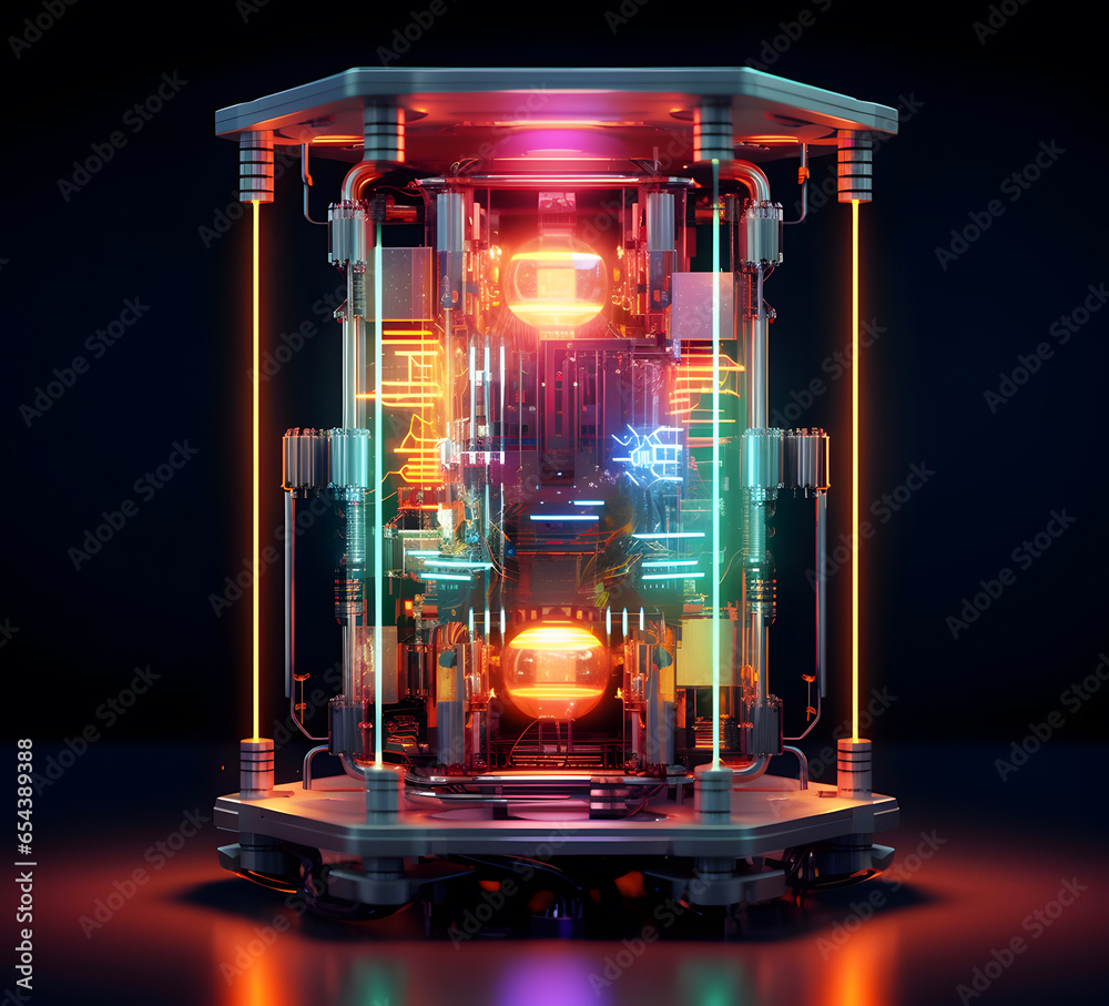 Data storage center. Quantum computing, database, cloud computing concept. Stock Illustration ...