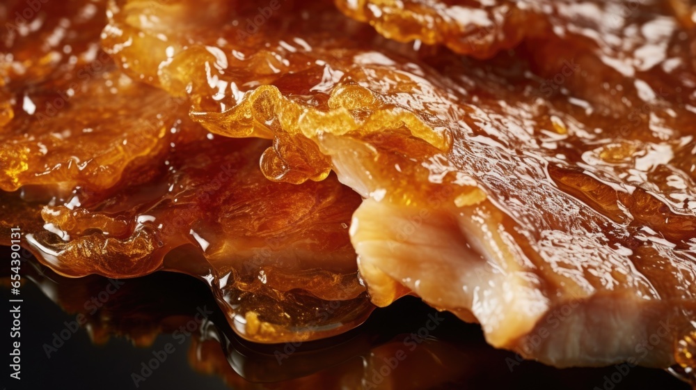 Foto Stock A closeup of the crispy duck skin reveals intricate patterns ...