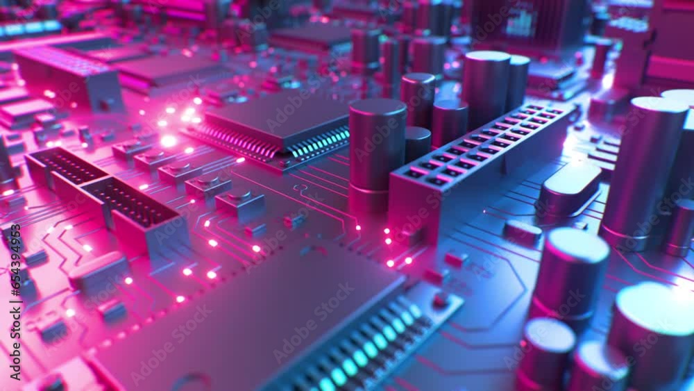 Electrons Running on Circuit Board Tracks Seamless Close-up ...