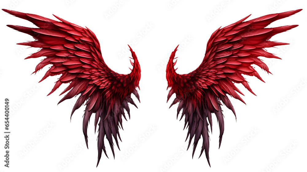 Red Demon Wings. Satin wings. Isolated on Transparent background. Stock ...