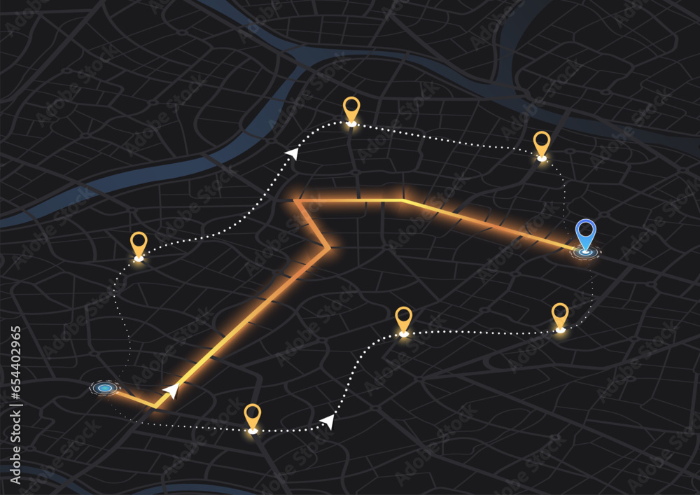 Location tracks dashboard. Path from the point to the intended goal ...
