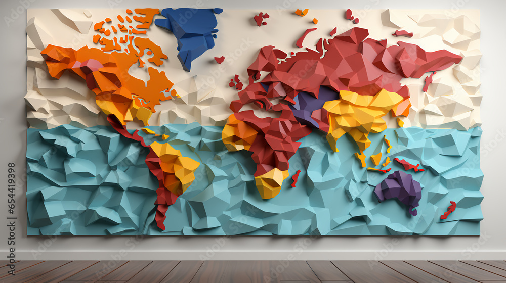 World map - art white wallpaper blocks mercator map of world Stock ...