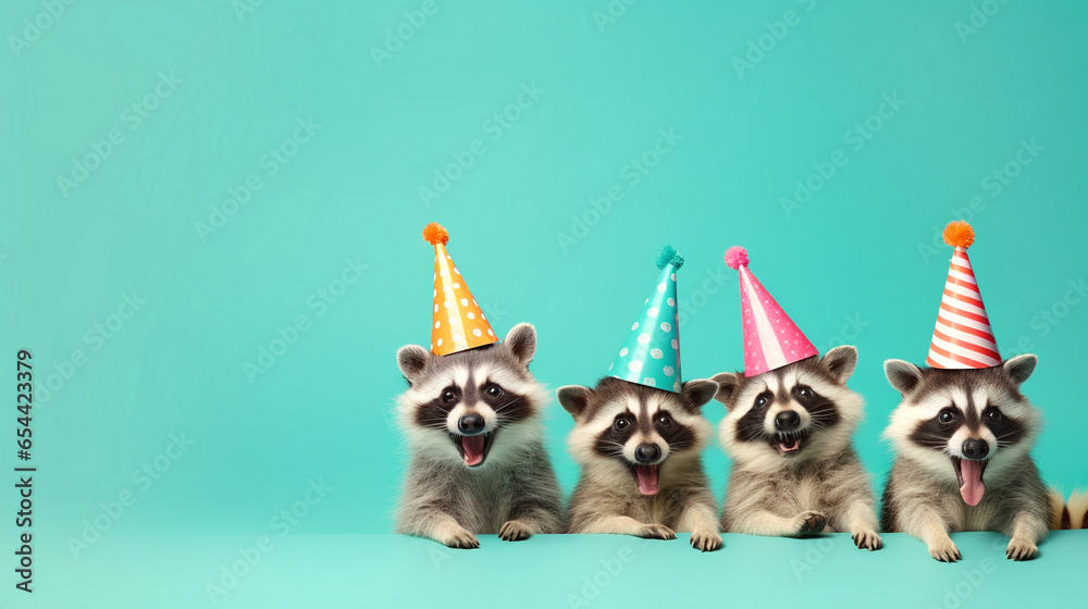 smiling funny raccoon happy birthday party congratulations desktop ...