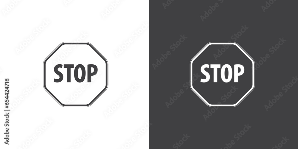 Vetor de Stop sign, Stop icon vector illustration. Sign warning symbol ...