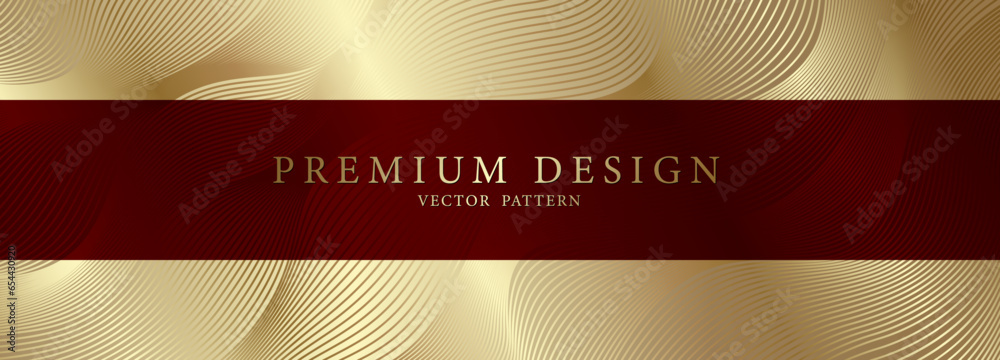 Premium red and gold cover design with line pattern and gradient ...