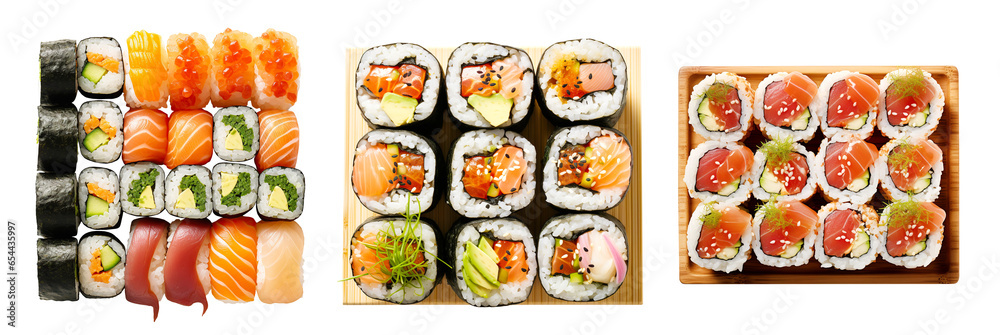 Sushi Rolls Isolated cutout on transparent background, Japanese foods ...