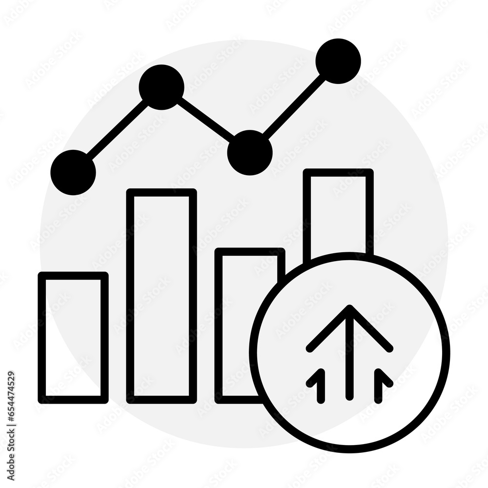 Simple Black Vector Thin Line Bar Chart Inforgraphics Bar Chart Icon With Arrow Infographics