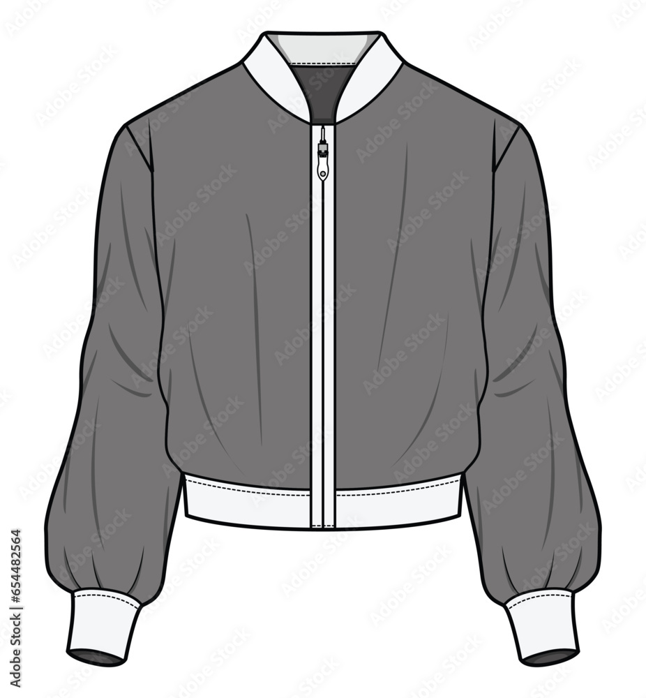 Varsity Jacket, Quilted Jacket, Bomber Jacket Fashion Flat Sketch ...