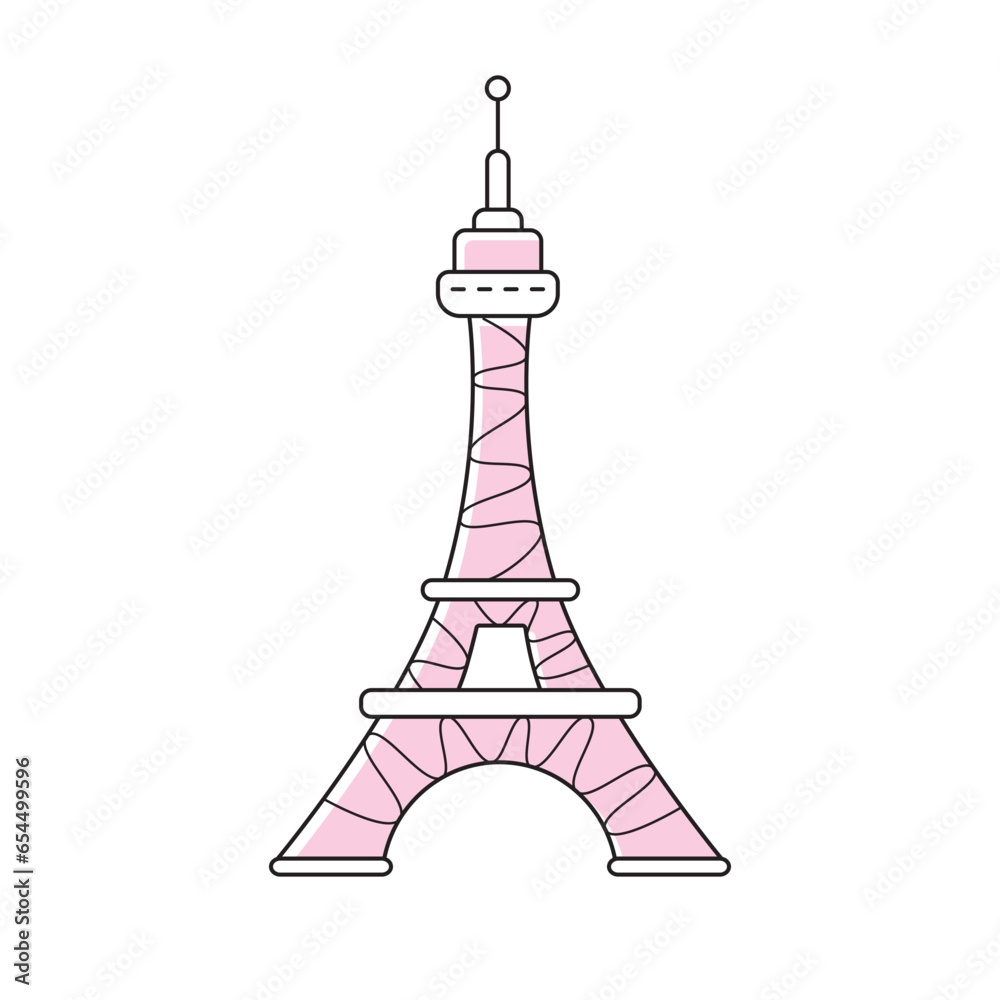 Pink Eiffel tower isolated cartoon vector illustration Stock Vector | Adobe Stock