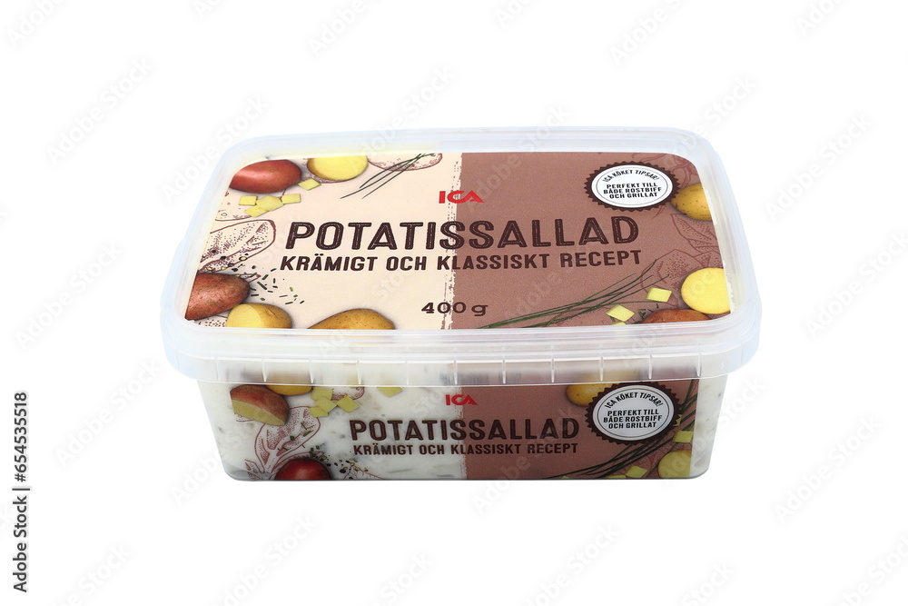 Swedish potato salad called potatissallad. From Ica. Stock Photo ...