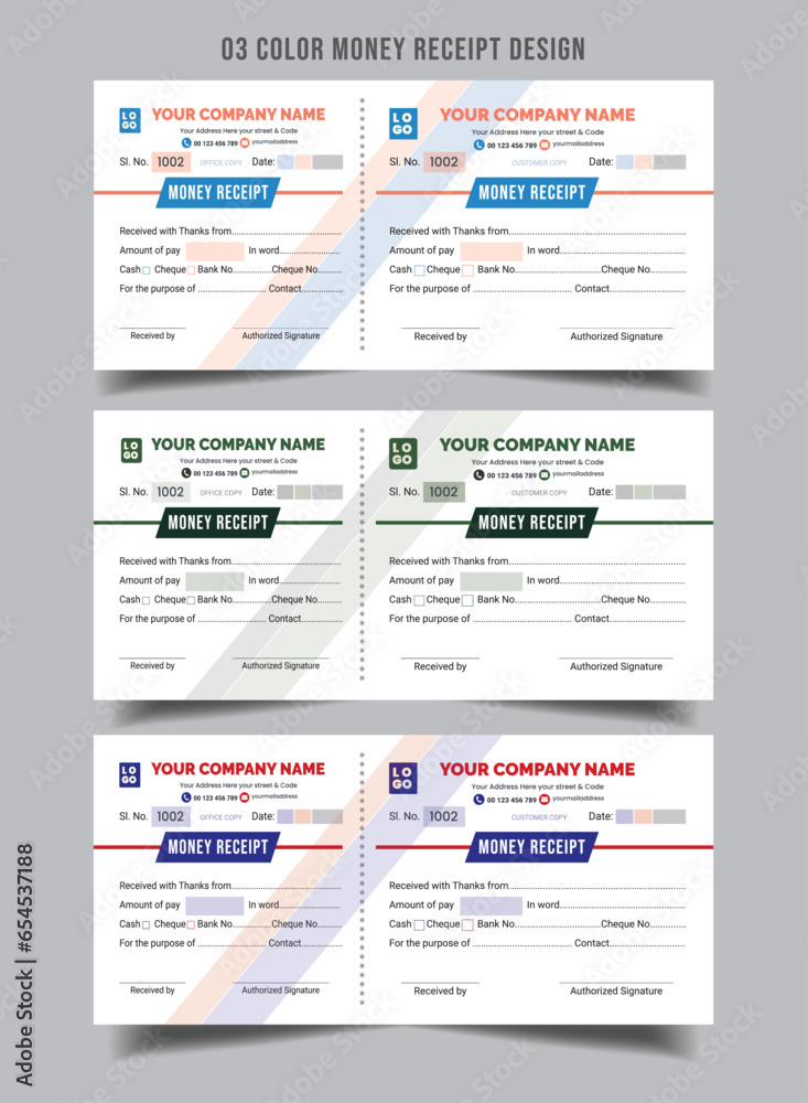 Money Receipt Template, professional and modern minimal business ...