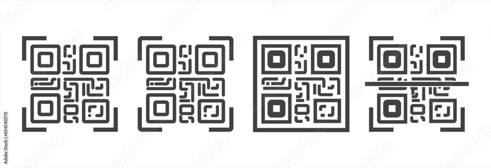 Simple set QR Code symbol. QR code label sign, Vector QR code sample ...