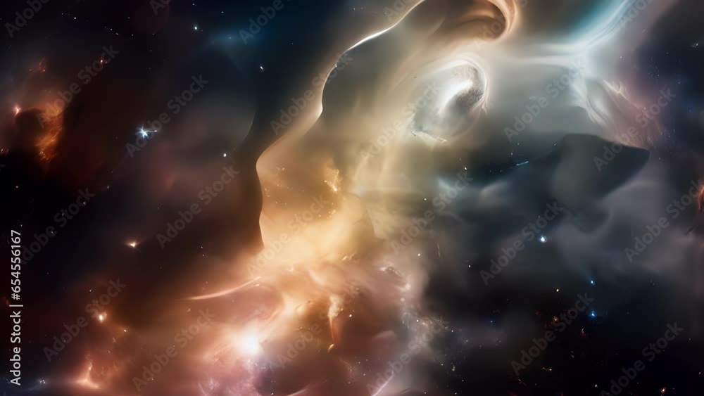 A colossal cosmic embrace takes place in the depth of the universe, as ...