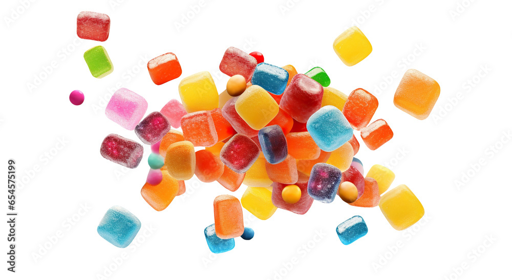 Colorful raibow candy falling on transparent background, png. falling ...