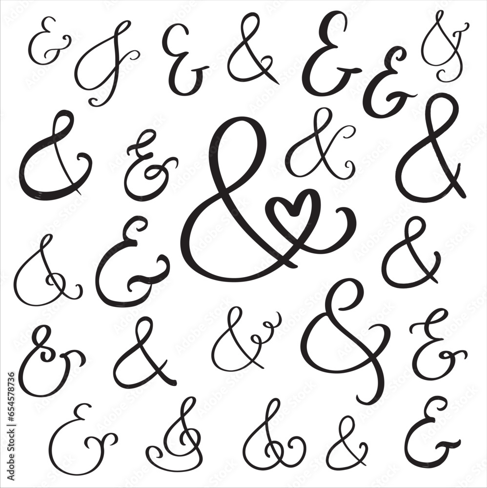 Typography script ampersand for wedding invitation, poster, card ...