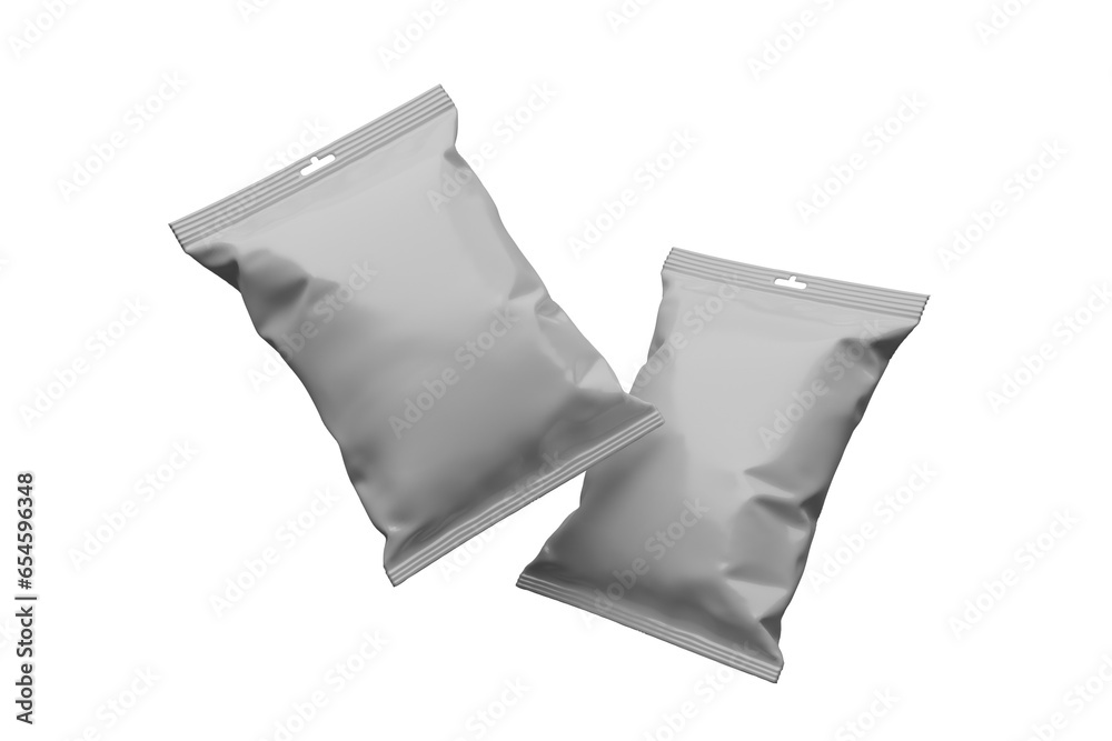 3d rendering of empty white packaging for snacks, for mock up design of ...