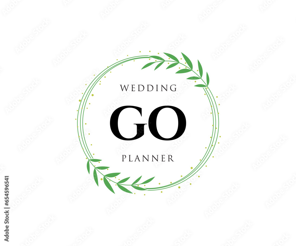 GO Initials letter Wedding monogram logos collection, hand drawn modern ...