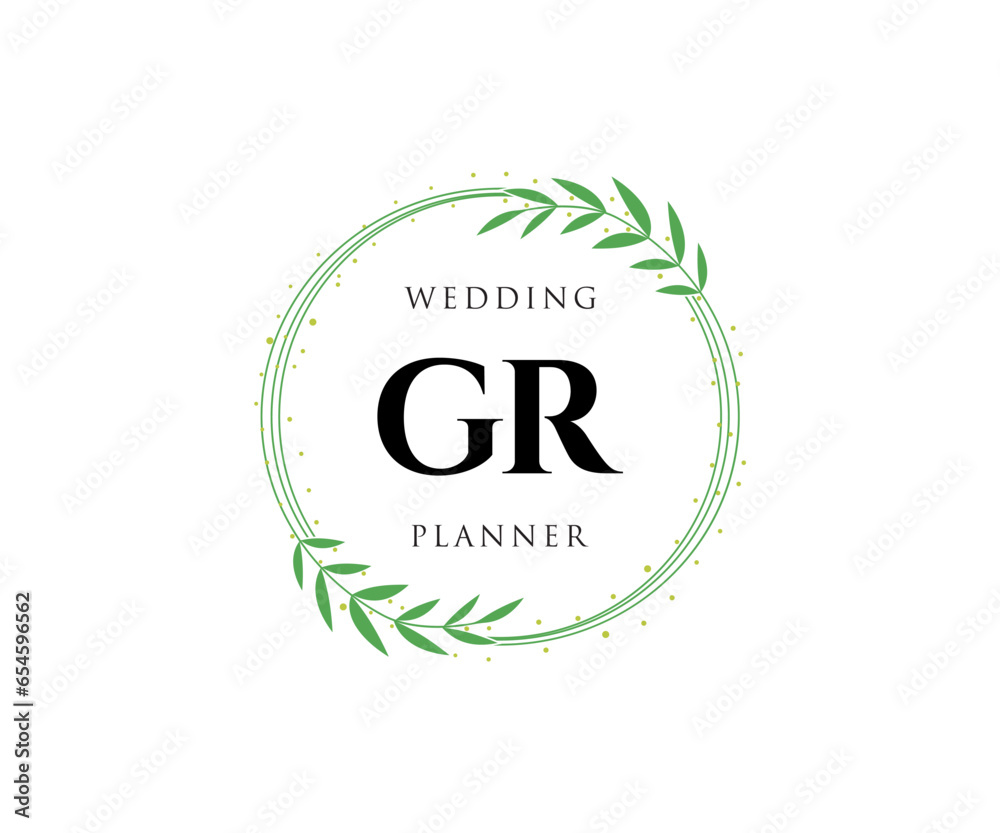 GR Initials letter Wedding monogram logos collection, hand drawn modern ...