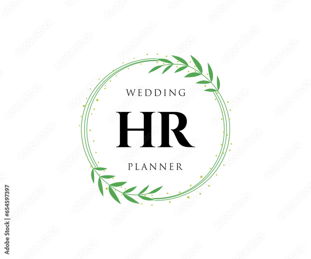 HR Initials letter Wedding monogram logos collection, hand drawn modern ...