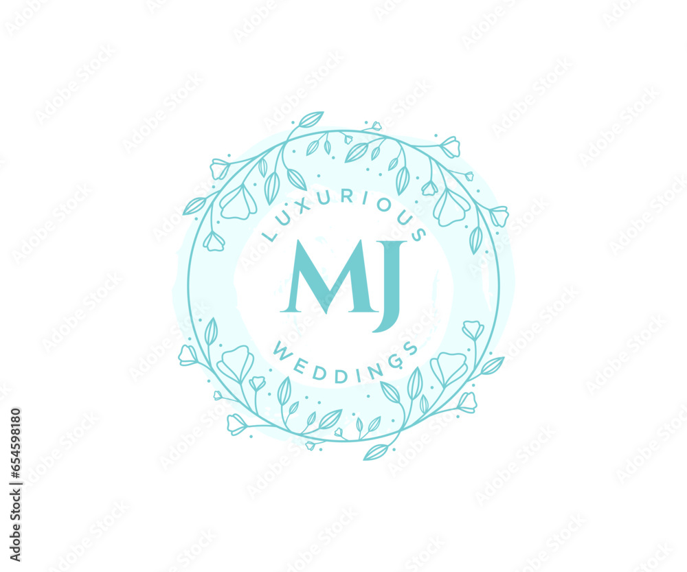 MJ Initials letter Wedding monogram logos template, hand drawn modern ...