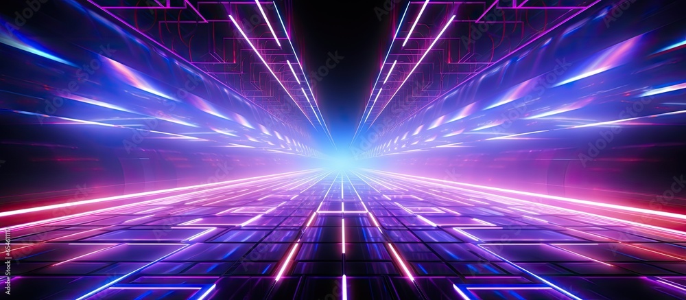 Abstract LED neon tunnel background for a VJ light event concert dance ...
