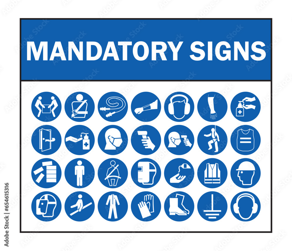 Including mandatory signs Vector illustration Stock Vector | Adobe Stock
