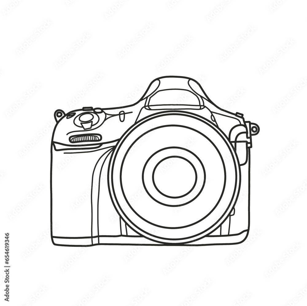 Vecteur Stock Vector illustration of DSLR camera digital vector outline ...